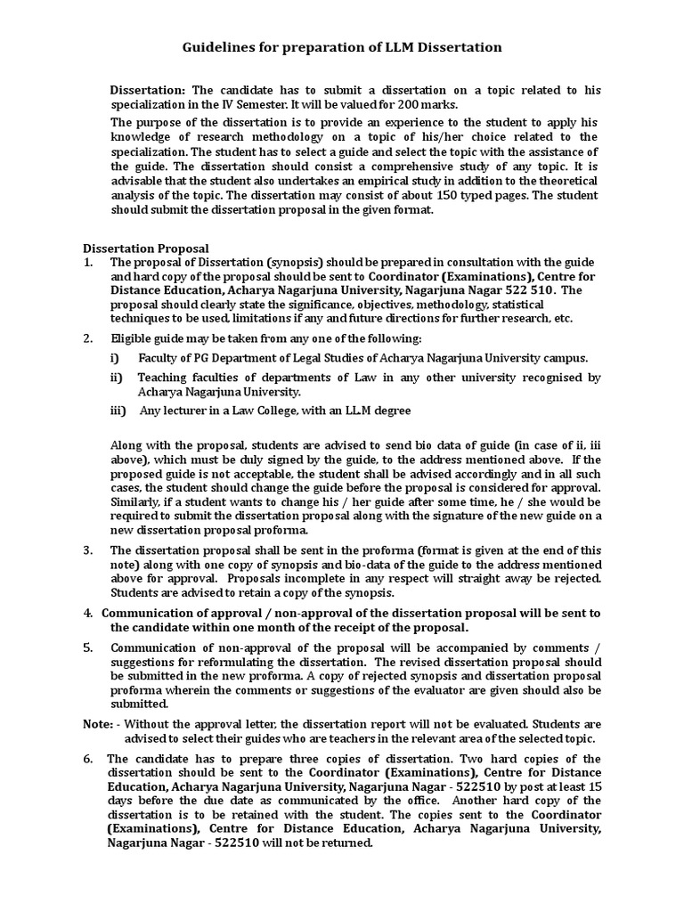 Guidelines for Preparing an Effective LLM Dissertation | PDF | Thesis ...