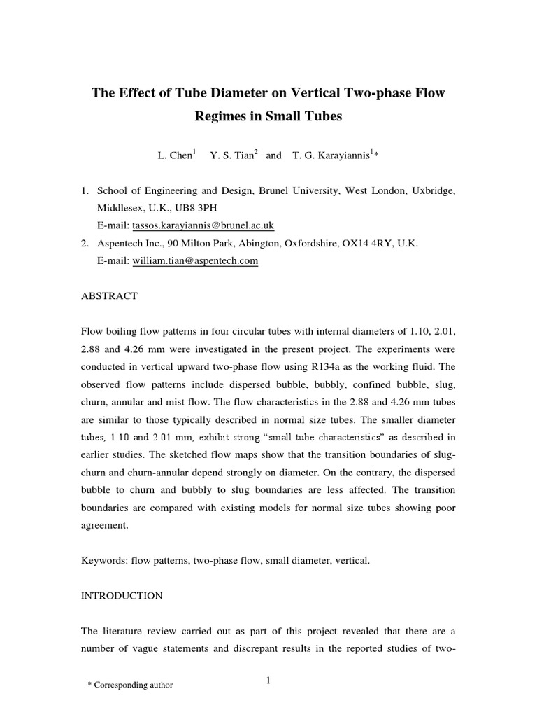 The Effect of Tube Diameter On Vertical Two-Phase Flow Regimes in Small ...