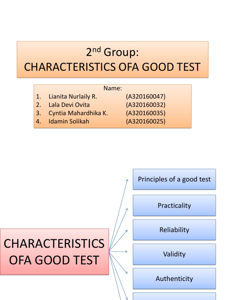 2 Group: Characteristics Ofa Good Test | PDF | Validity (Statistics ...