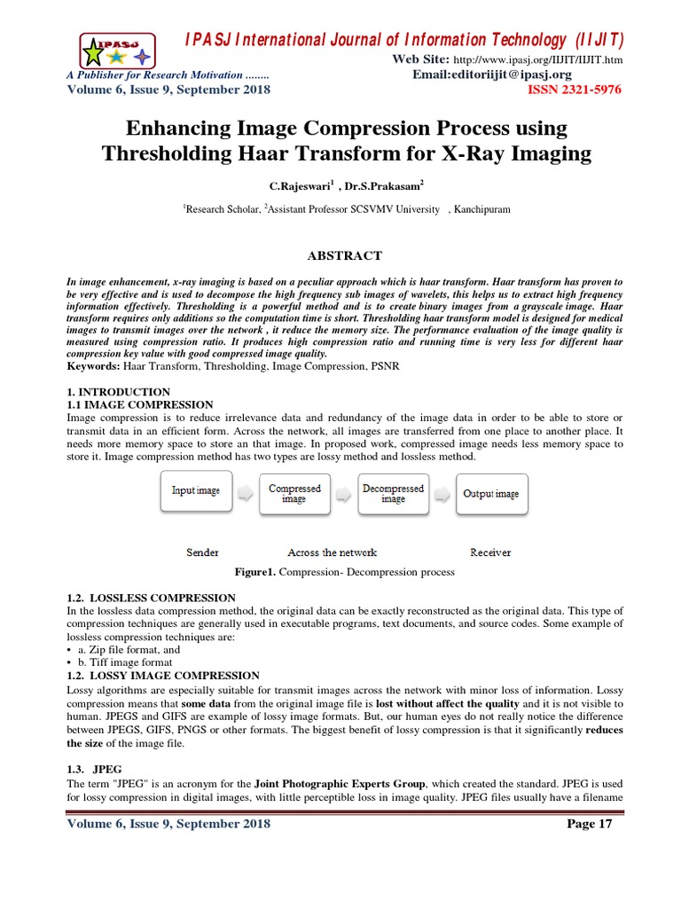 Enhancing Image Compression Process Using Thresholding Haar Transform For X Ray Imaging Pdf