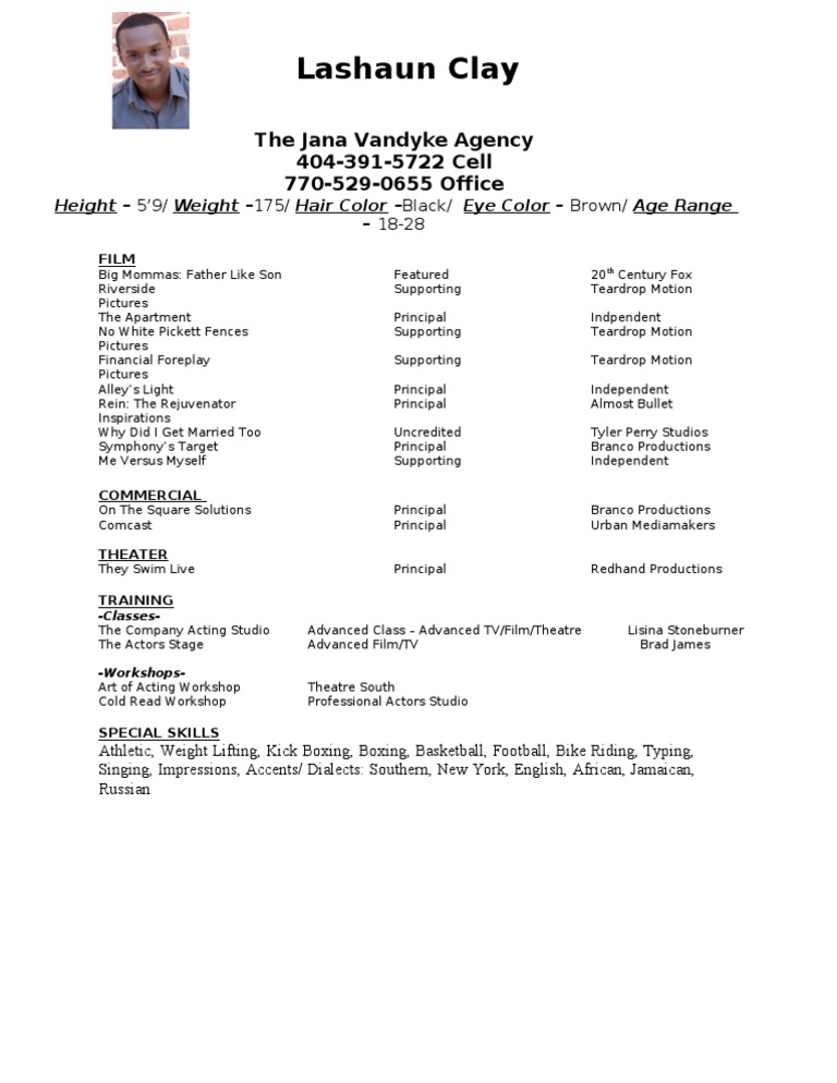Lashaun Clay's Acting Profile | PDF