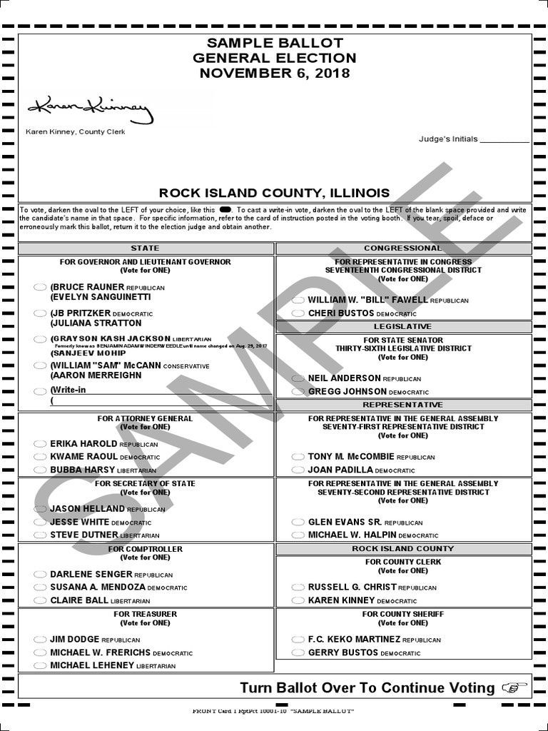 Rock Island County Sample Ballot 2018 | PDF | Political Events | Elections