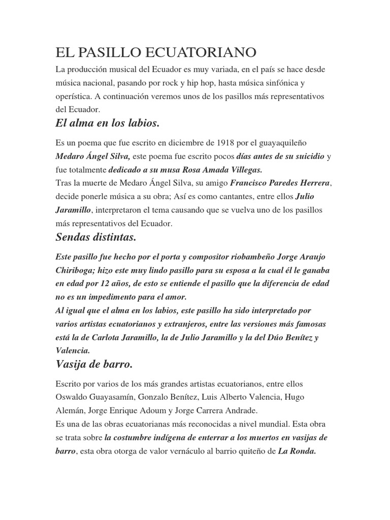 Pasillo Ecuatoriano | PDF