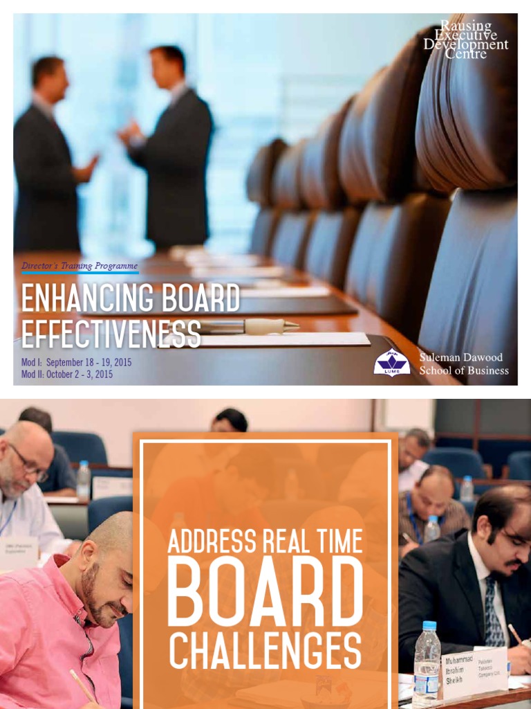 Enhancing Board Effectiveness - A Director's Training Programme by LUMS ...