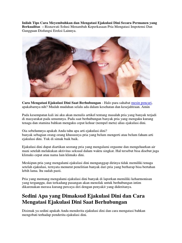 Cara Mengatasi Ejakulasi Dini Saat Berhubungan | PDF