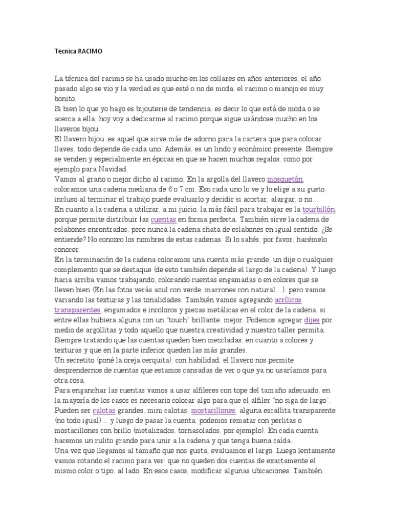 Técnica RACIMO | PDF | Joyería | Diseño