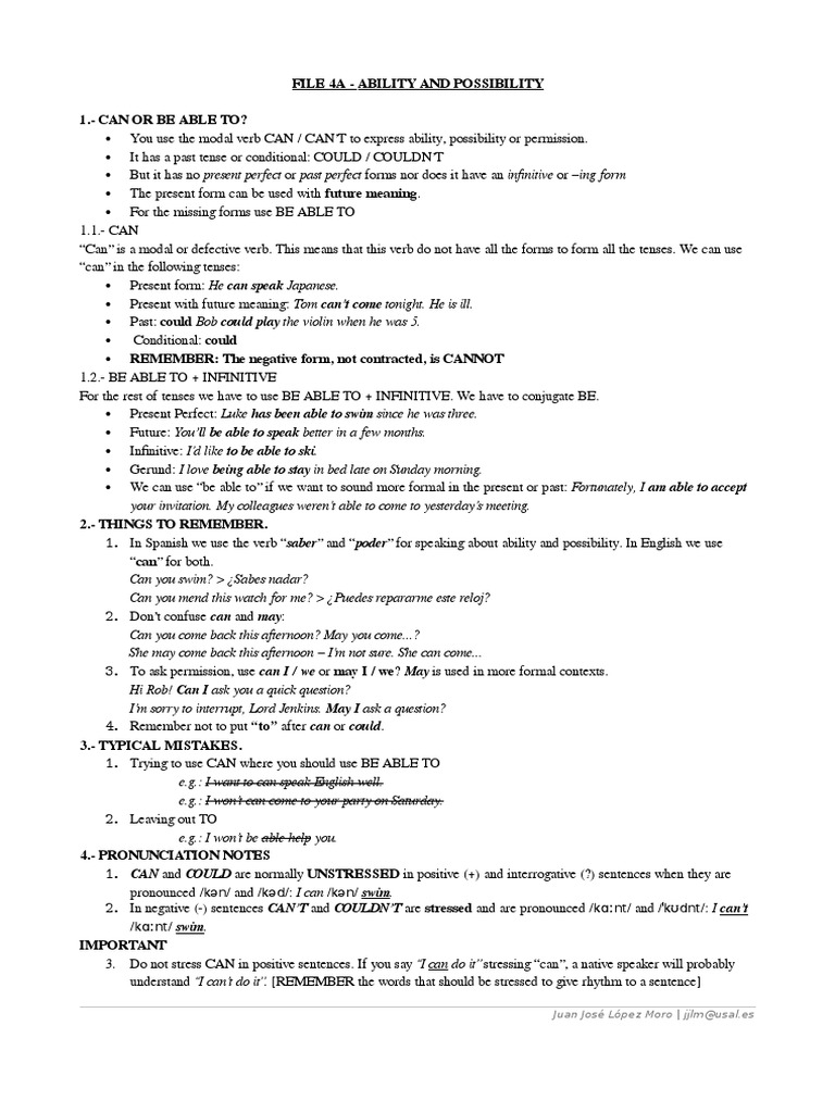 4A Grammar Ability and Possibility | Download Free PDF | Verb ...