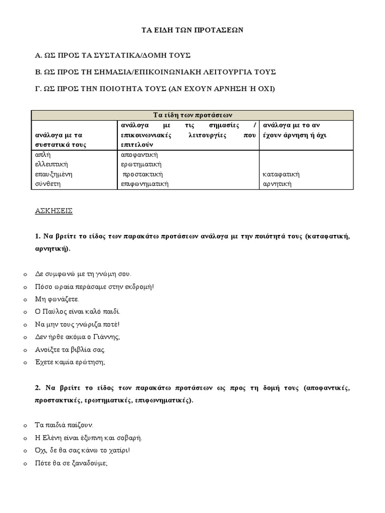 ΤΑ ΕΙΔΗ ΤΩΝ ΠΡΟΤΑΣΕΩΝ | PDF