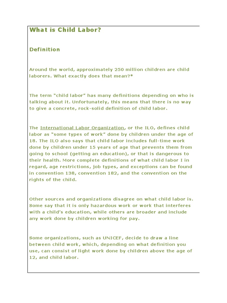 What Is Child Labor? | PDF | International Labour Organization | Labor