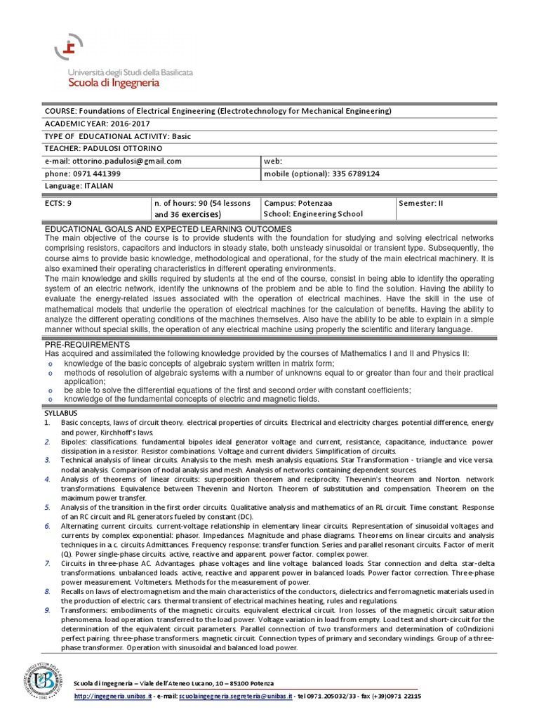 Foundations of Electrical Engineering (Electrotechnology For Mechanical ...