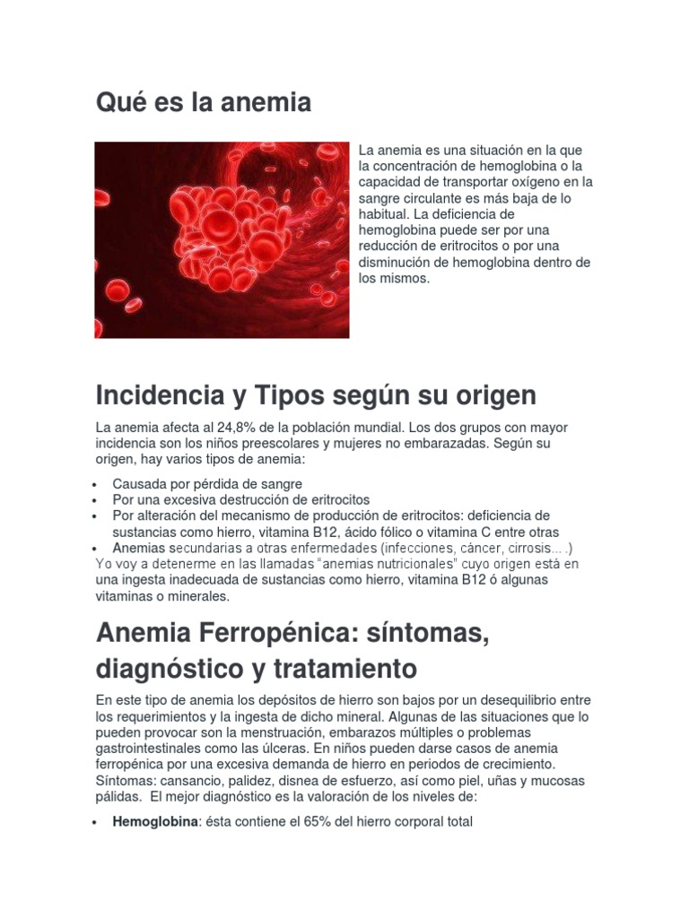 Qué Es La Anemia | PDF | Anemia | Glóbulo rojo