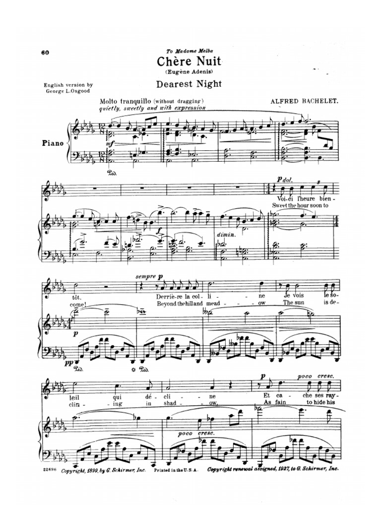 Chere Nuit Sheet Music | PDF