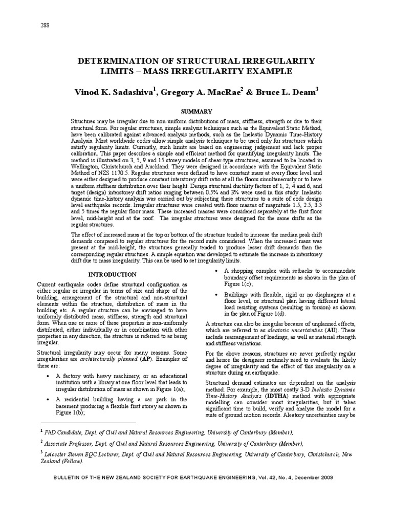 Determination of Structural Irregularity Limits - Mass Irregularity ...