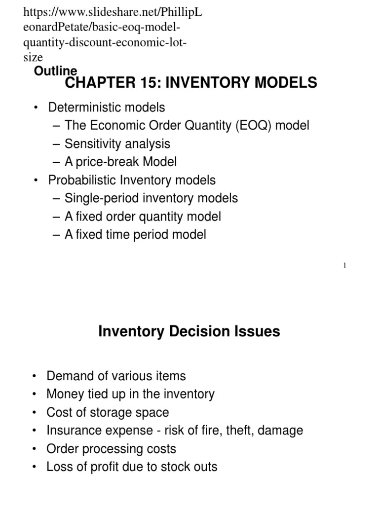 Chapter 15: Inventory Models: Outline | PDF | Inventory | Demand