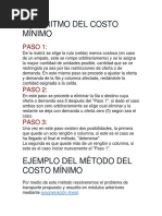 Ejercicio de Aplicación Método Del Costo Mínimo | PDF | Oferta y ...
