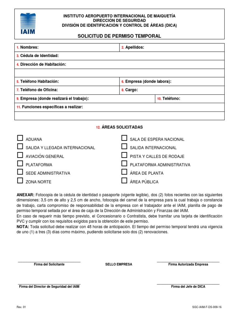 Solicitud de Permiso Temporal | PDF | Business