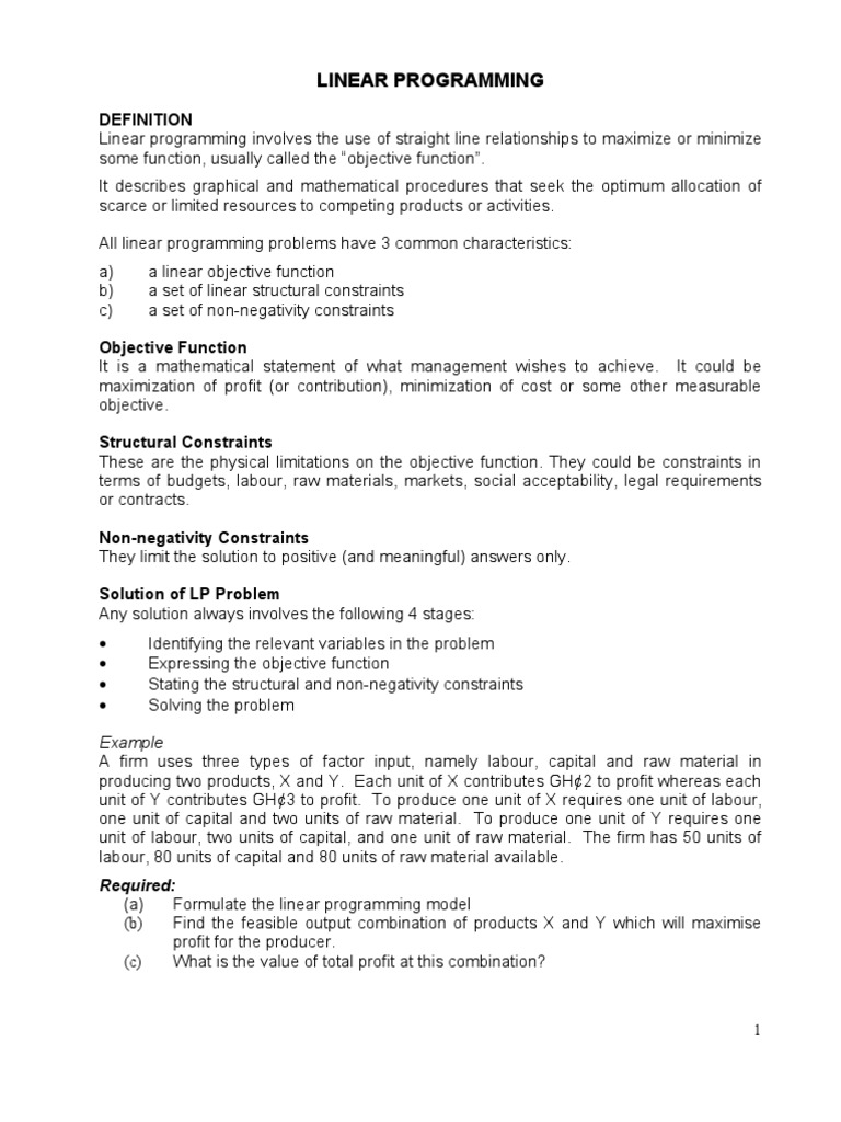Linear Programming | PDF | Linear Programming | Mathematical Optimization