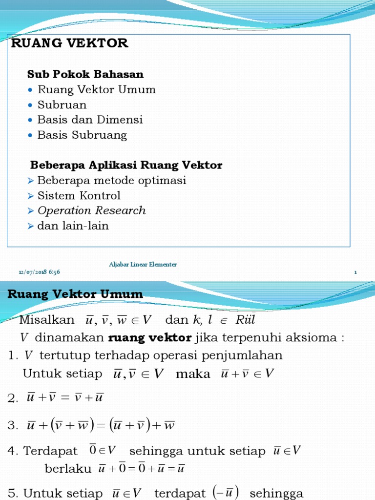 Ruang Vektor dan Aplikasinya | PDF