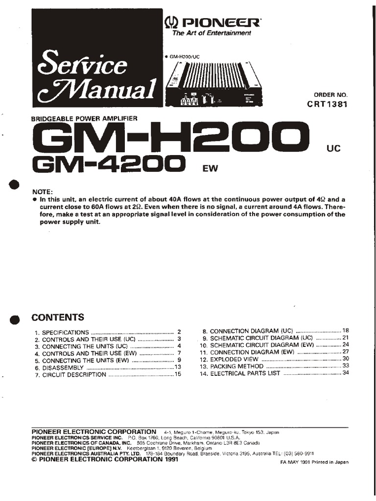 Pioneer GM-4200 ServiceManual PDF | PDF