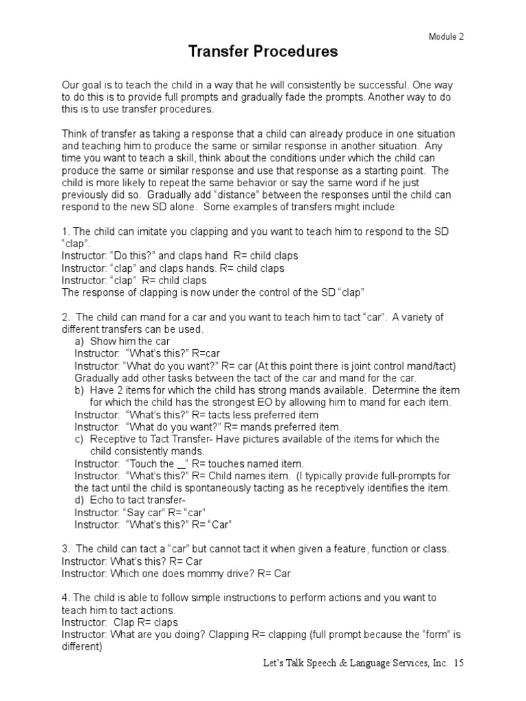Transfer Procedures | Download Free PDF | Mental Processes | Learning