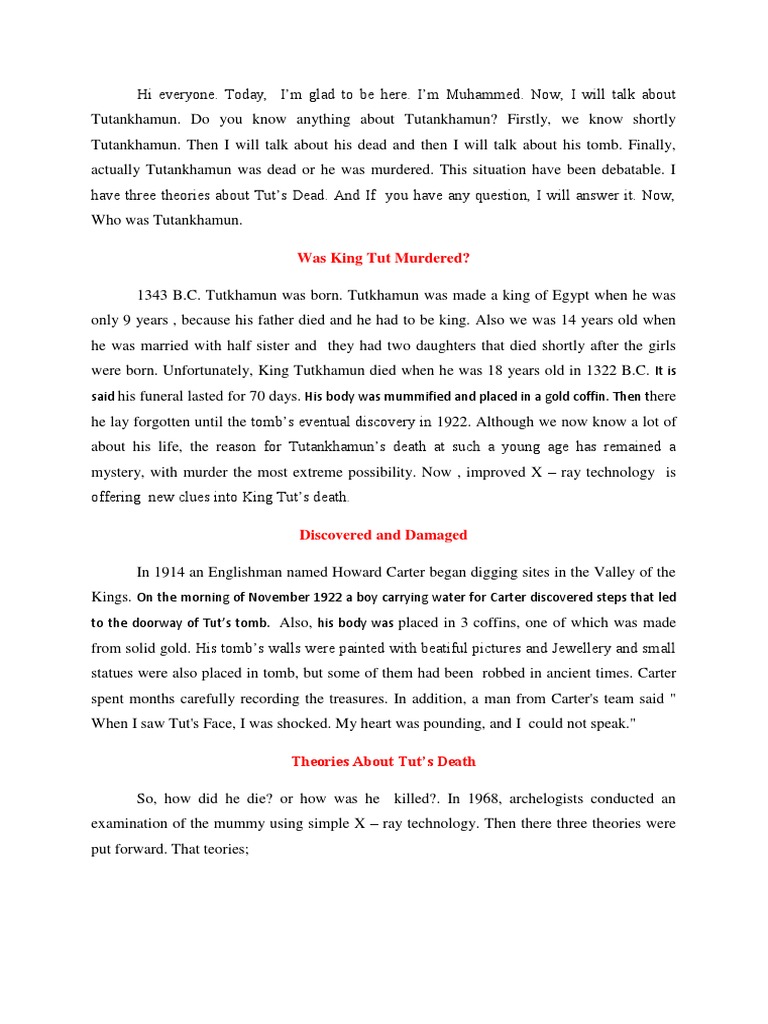 Was King Tut Murdered?: It Is Said His Body Was Mummified and Placed in ...