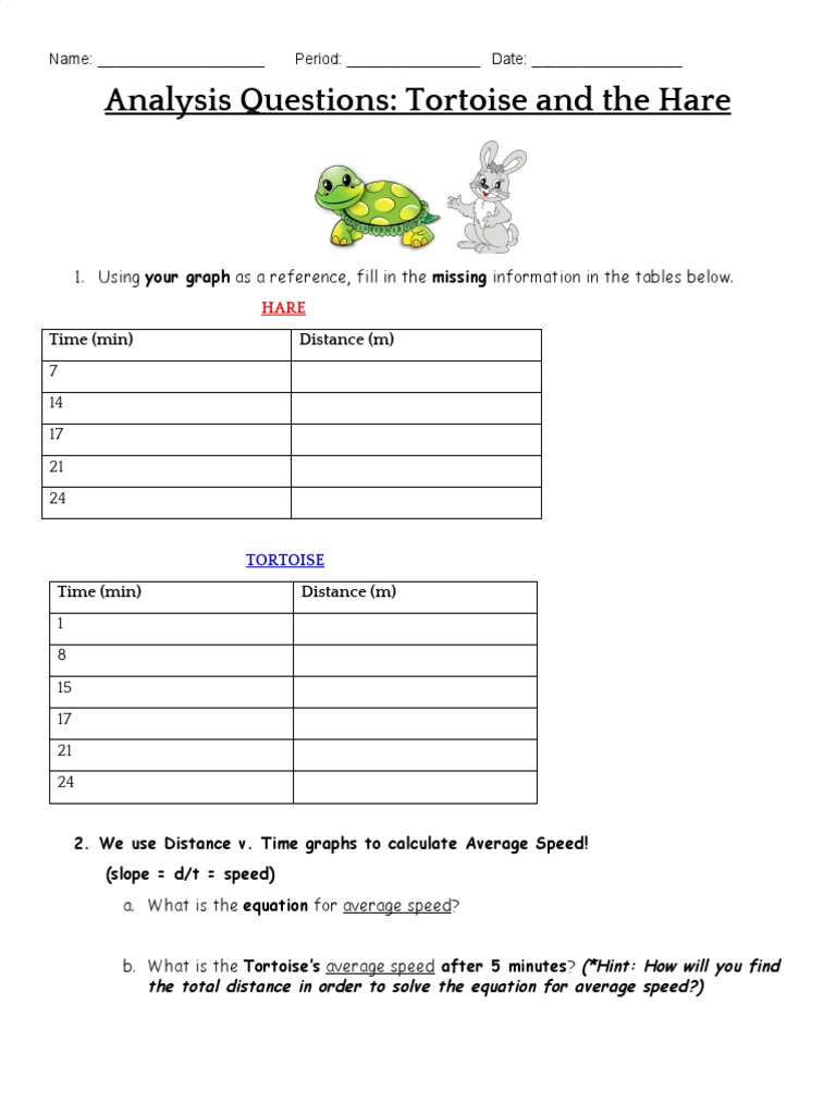Analysis Questions Tortoise and The Hare | PDF | Speed | Teaching ...