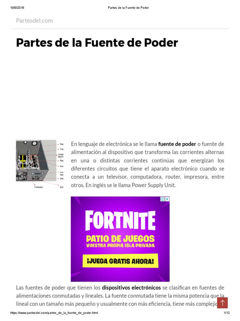 Partes de La Fuente de Poder | PDF | Ingeniería Informática | Informática