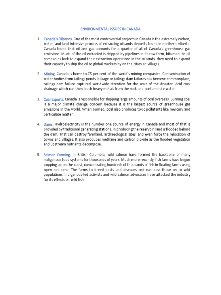 Environmental Issues in Canada | PDF