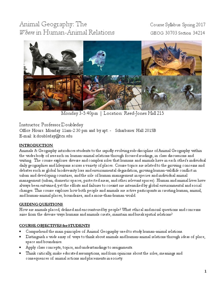 Animal Geography Course Syllabus 2017 | PDF | Reading (Process) | Test ...