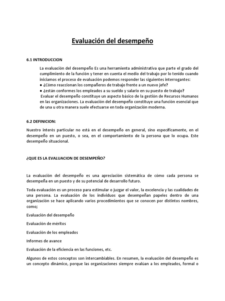 Tema 6 ..Evaluacion Del Desempe o | PDF | Evaluación de desempeño | Evaluación