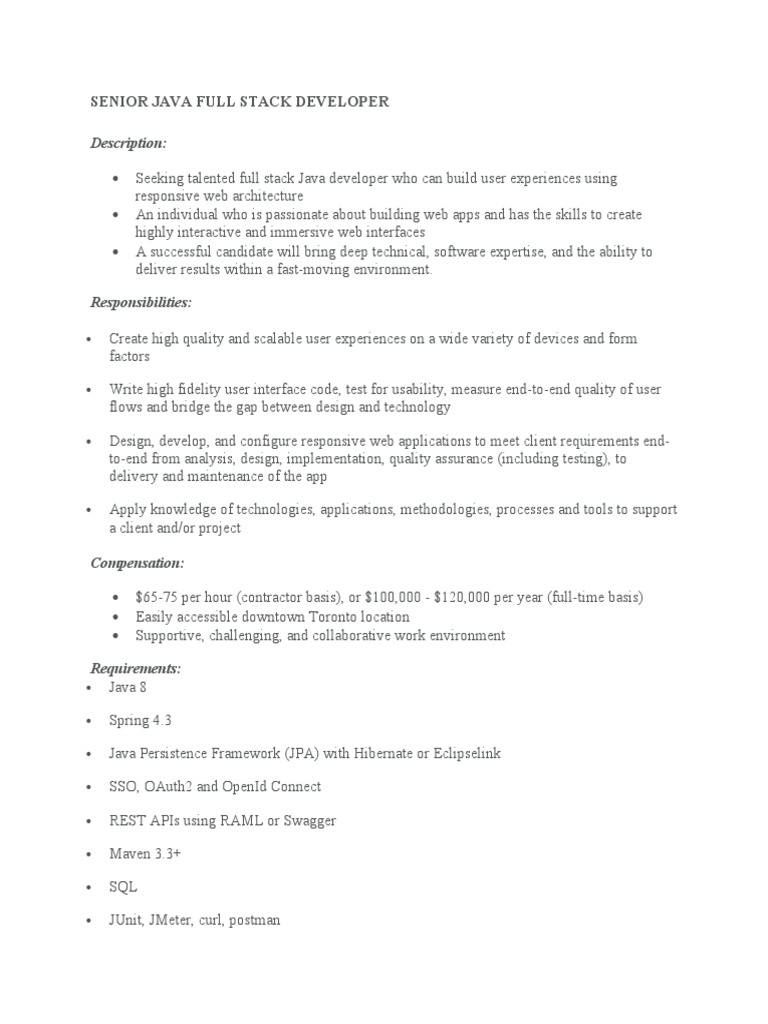Full Stack Java Developer | PDF | Model–View–Controller | Angular Js