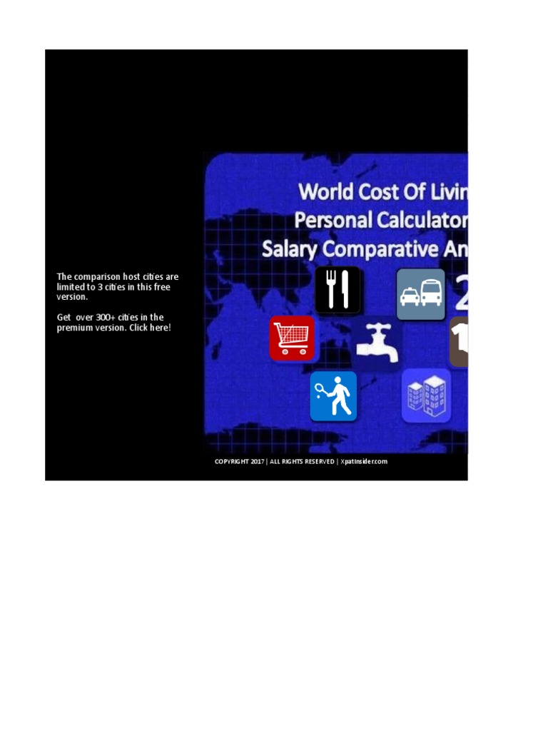 World Cost of Living Calculator Salary Analysis Report 2017 3 Host ...