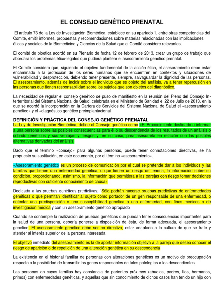 El Consejo Genético Prenatal 1 Terminado | PDF | Asesoramiento genetico ...