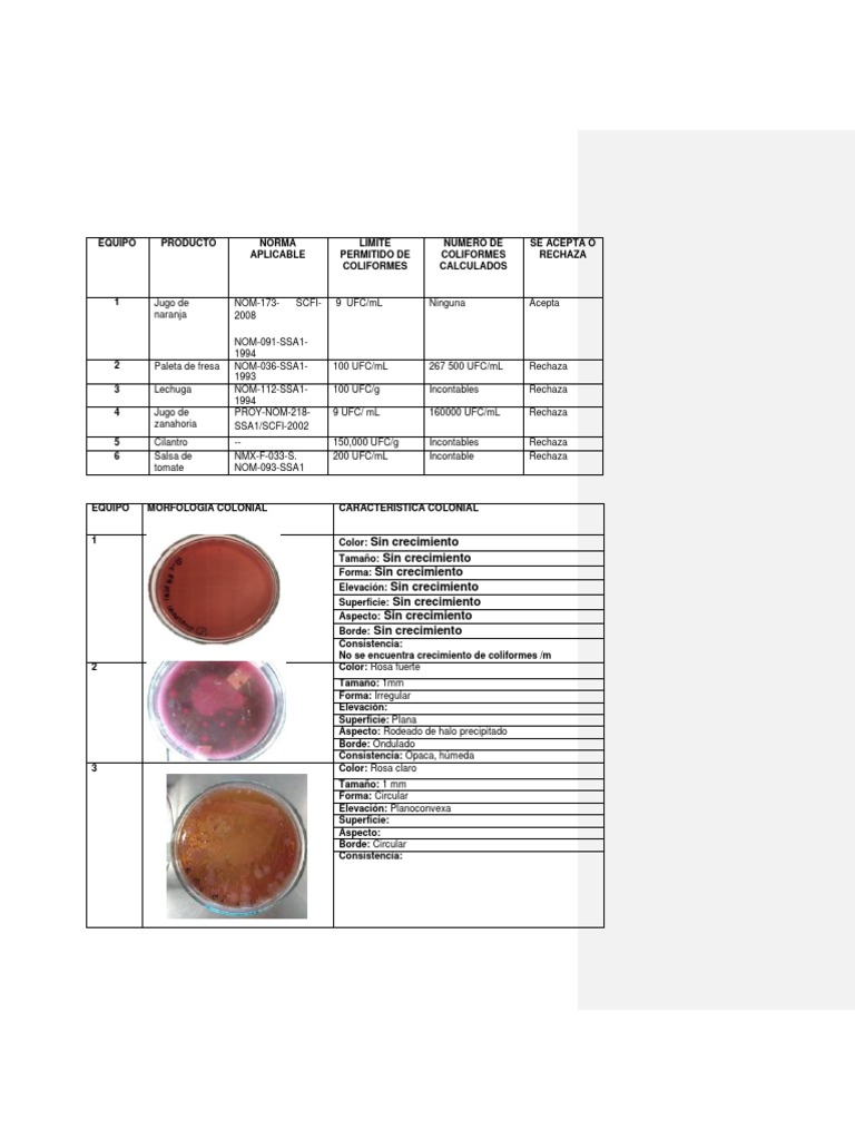 Organismos Coliformes Totales y Fecales | PDF