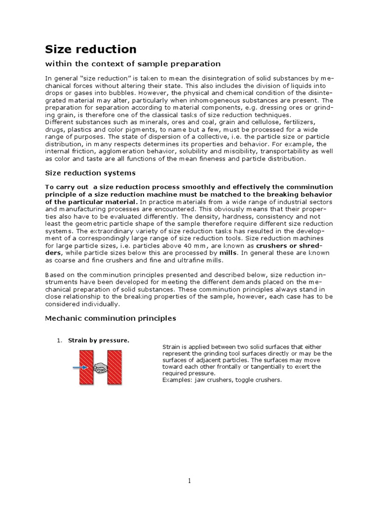 Sample Prep: Size Reduction Techniques | PDF | Mill (Grinding ...