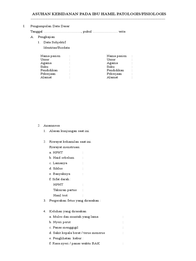 Format Asuhan Kebidanan Juknis | PDF