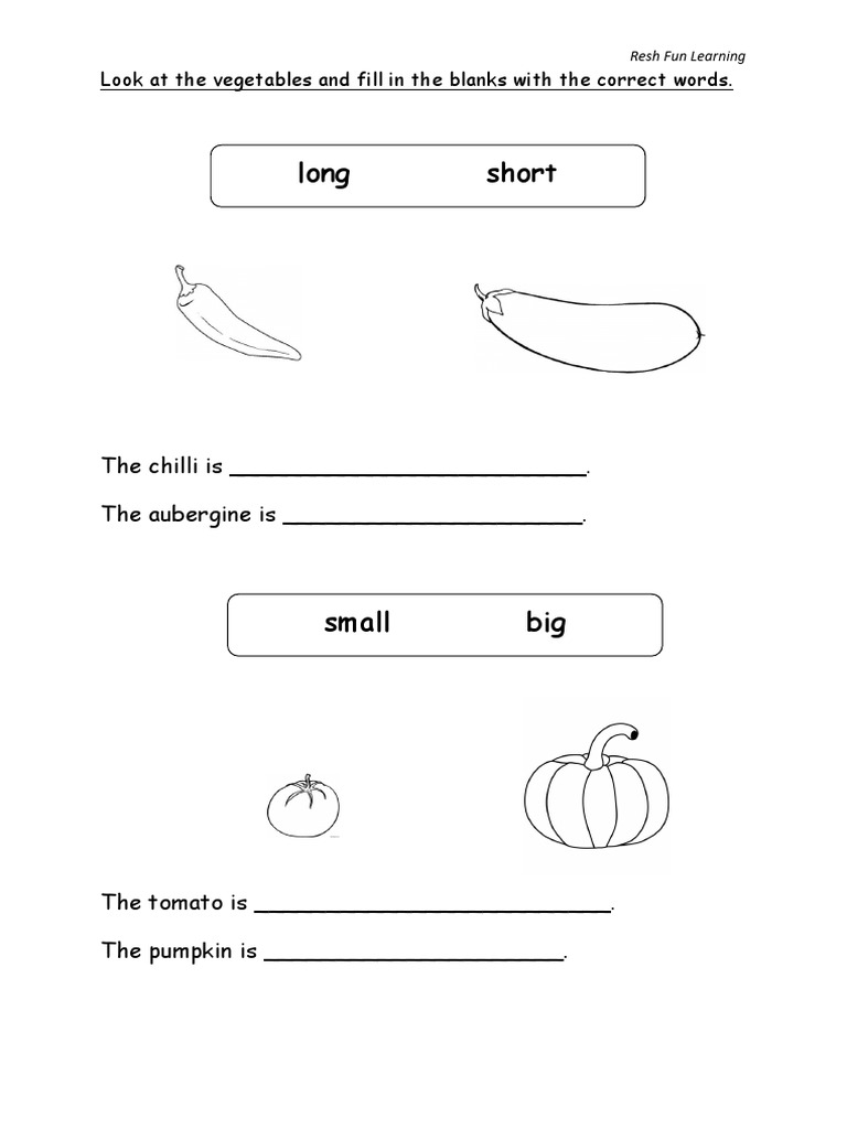Look at The Vegetables and Fill in The Blanks With The Correct Words ...