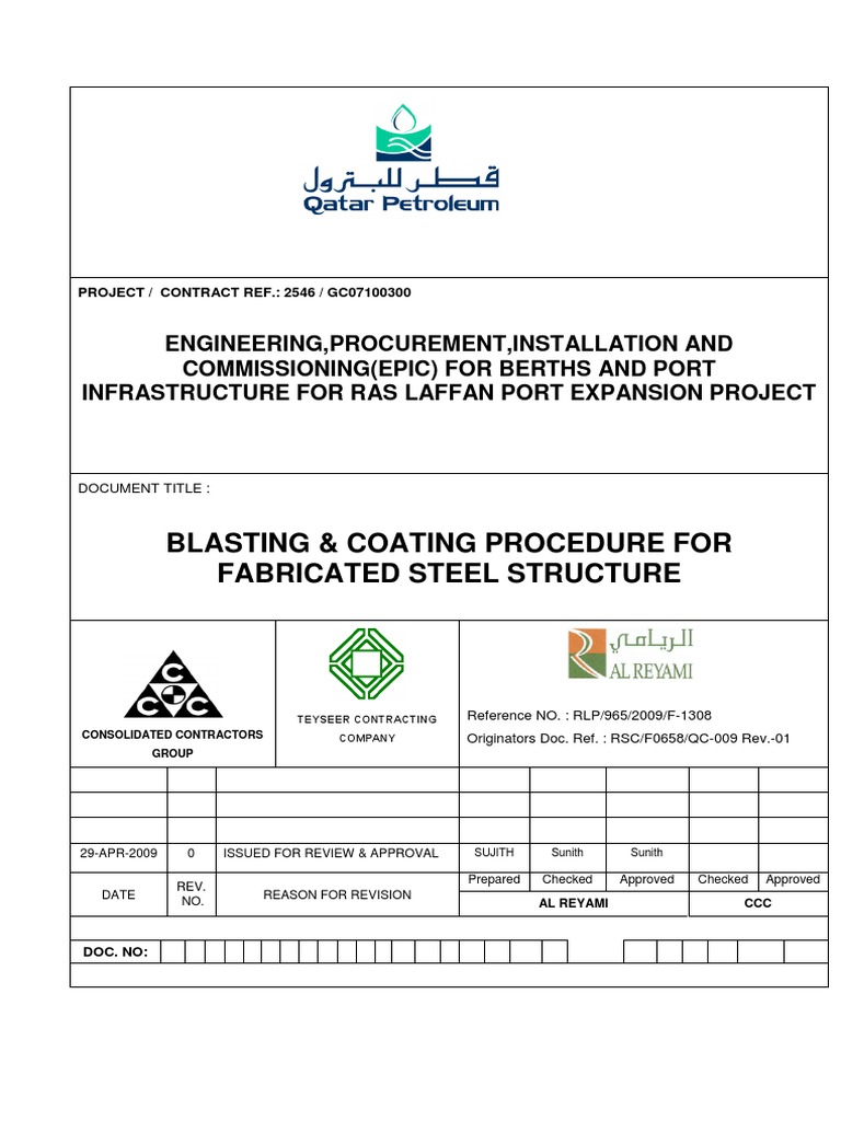 Blasting & Coating Procedure For Fabricated Steel Structure | Paint ...