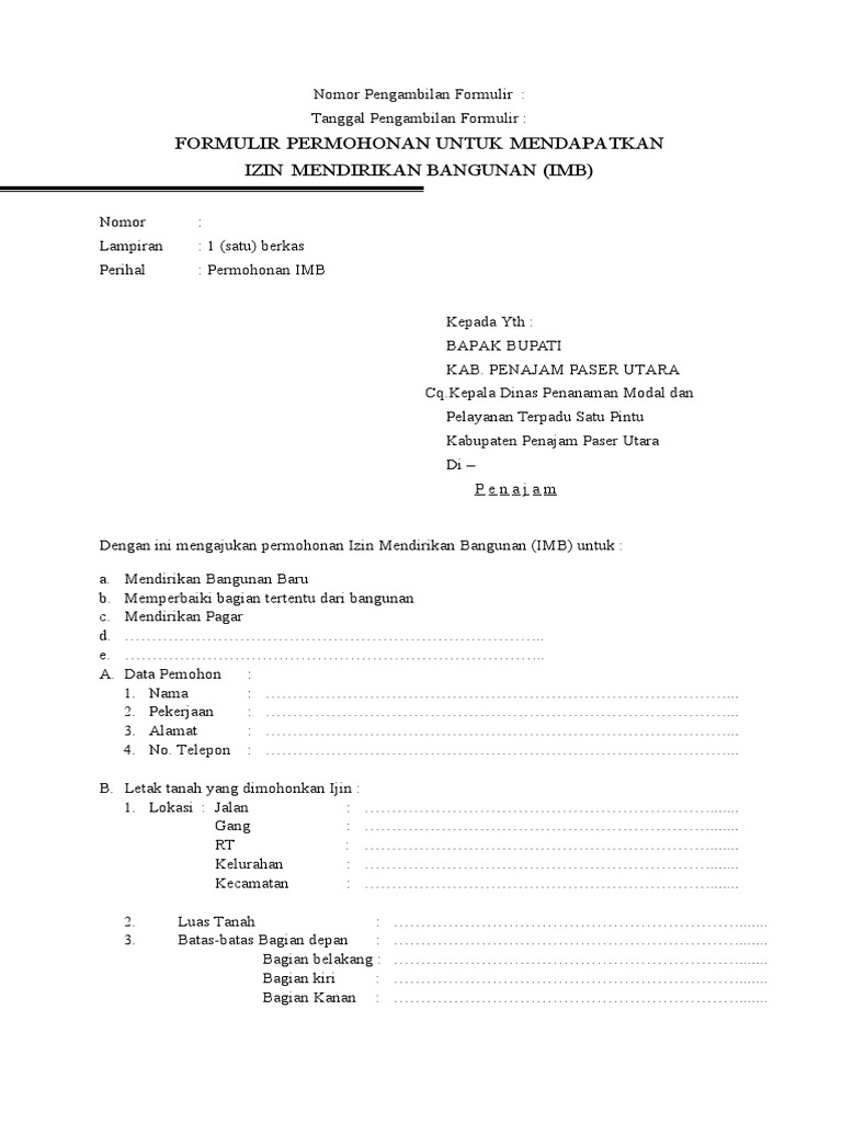 Data Permohonan Dan Syarat IMB | PDF