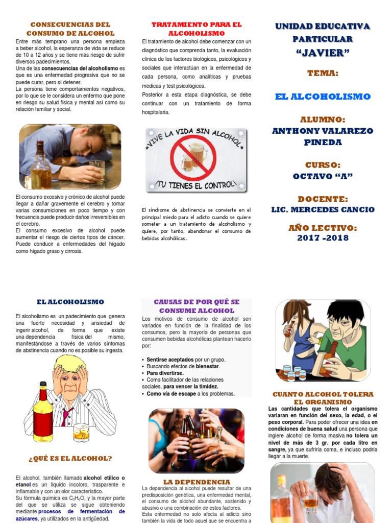 TRIPTICO El Alcoholismo | PDF | Alcoholismo | Etanol