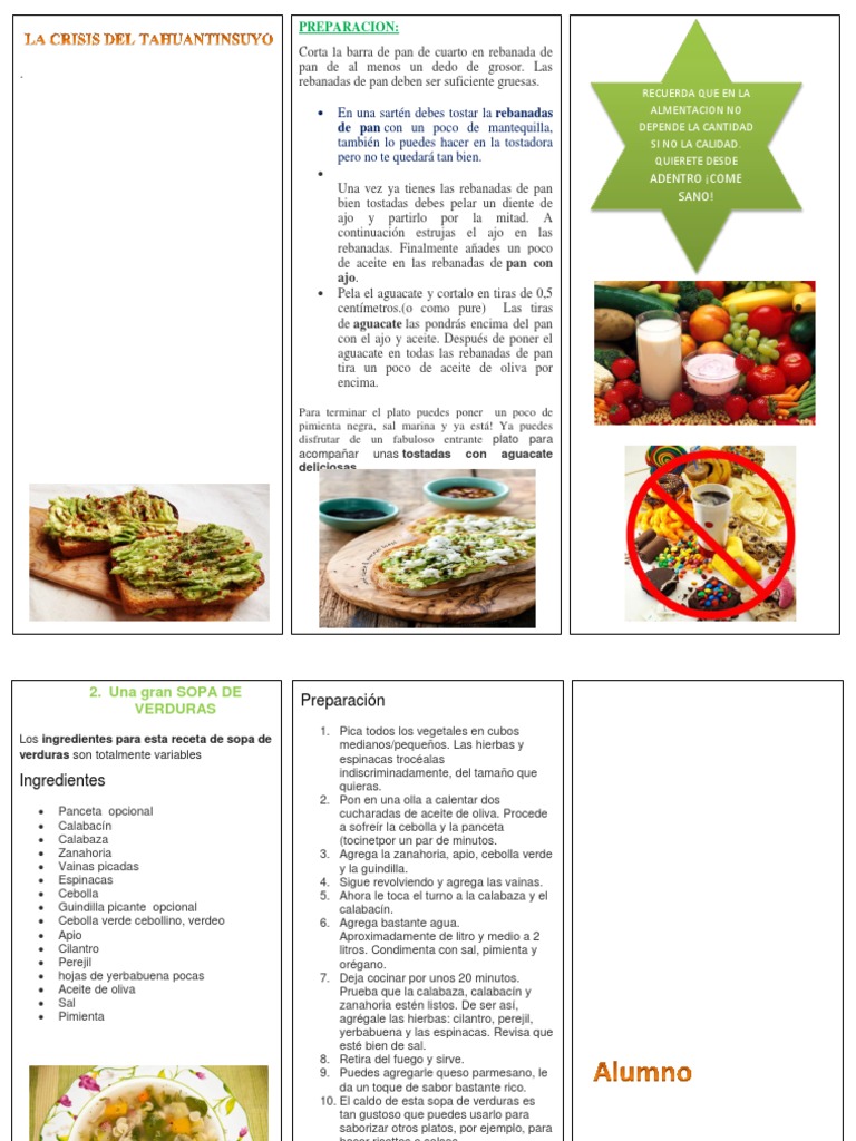 Triptico Comida Saludable | PDF | Cilantro | Panes
