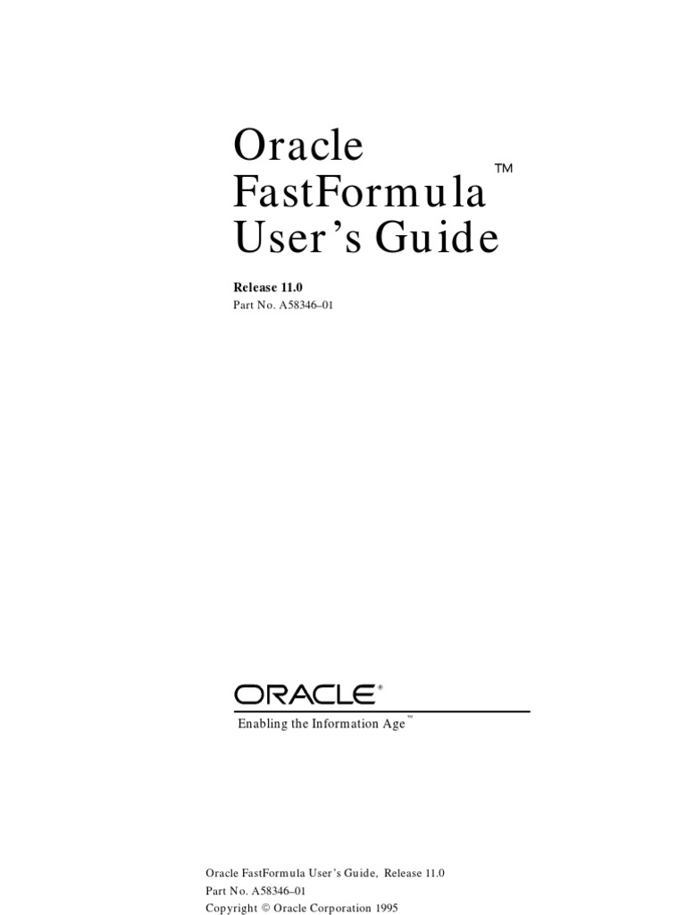 FF - Fast Formula in Complete) | Oracle Database | Formula