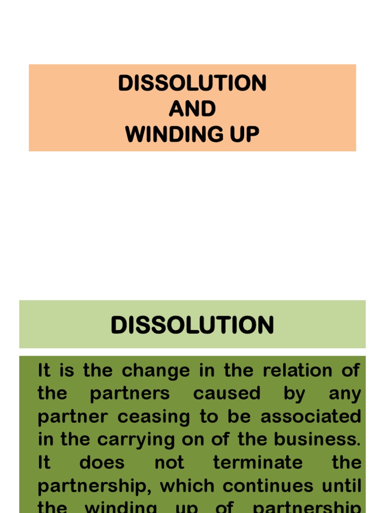 Partnership Dissolution and Winding Up Guide | PDF | Partnership | Liquidation
