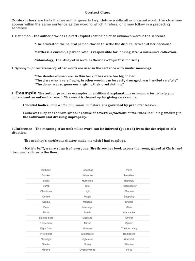 Example: Context Clues | PDF | Bracket | Sentence (Linguistics)