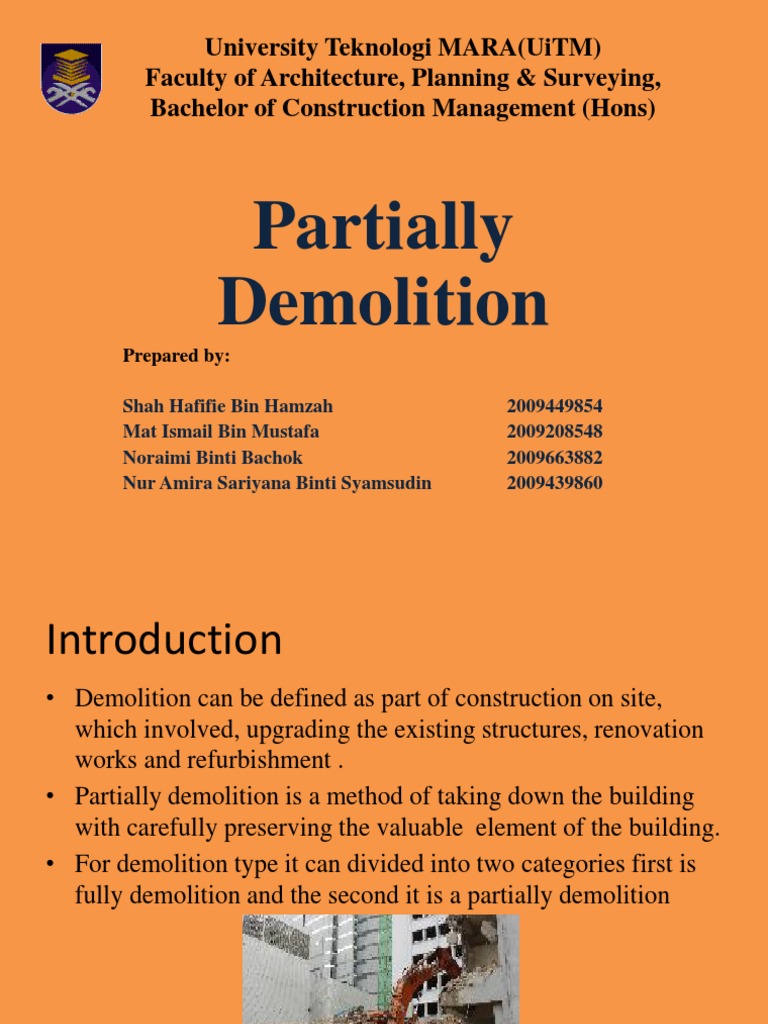 Presentation 1 Demolition Work Edited | PDF | Demolition | Dust