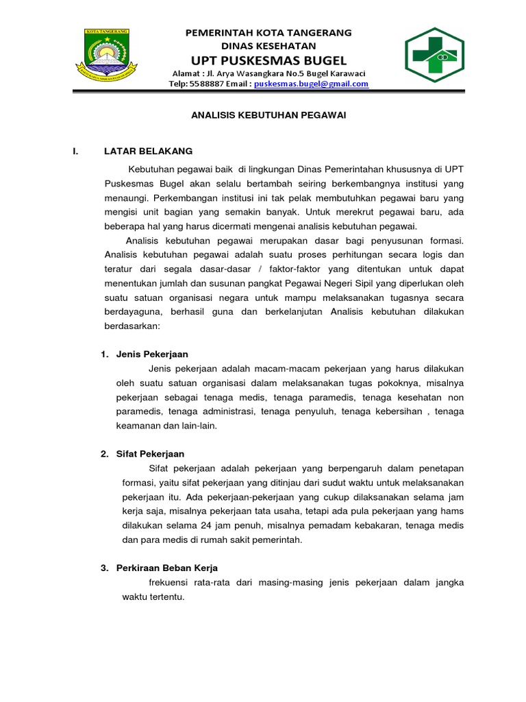 2.2.2.1 Analisis Kebutuhan Pegawai | PDF