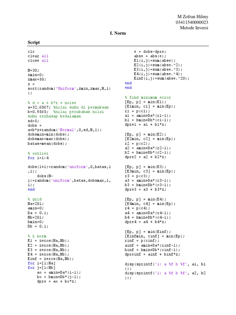 L Norm Script: All All | PDF