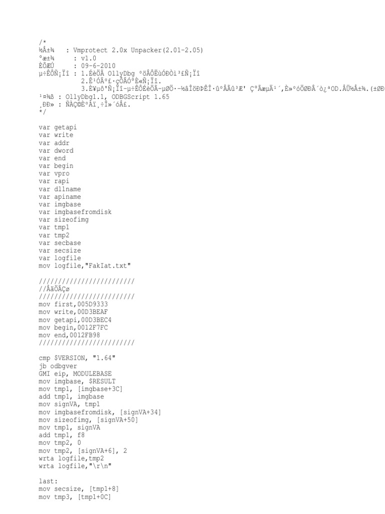 VMProtect 2.0x Unpacker v1.0 | PDF | Computers | Technology & Engineering