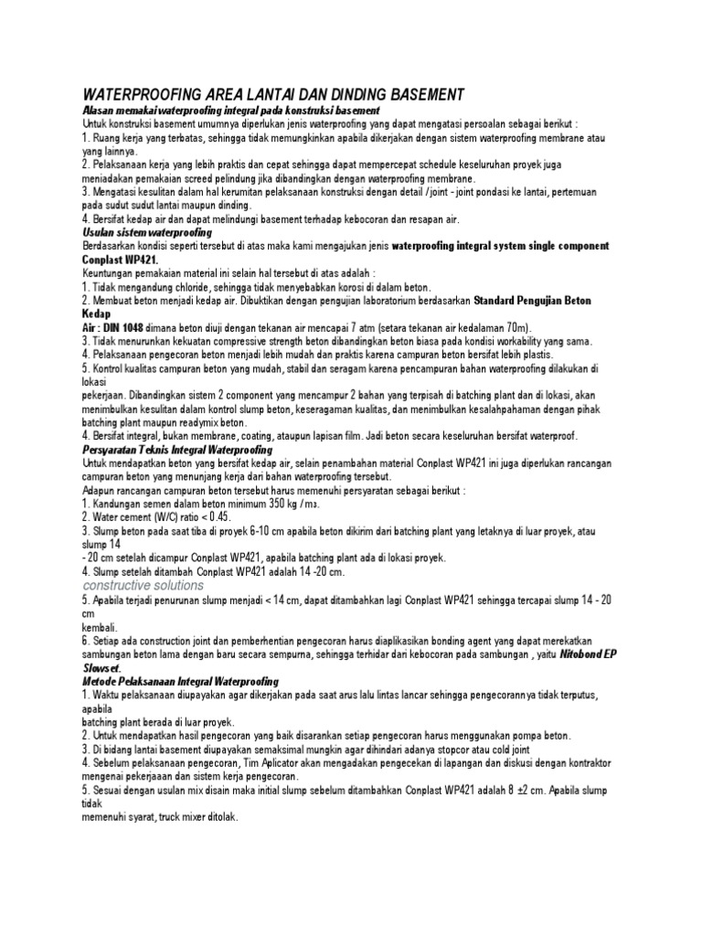 Waterproofing Integral | PDF