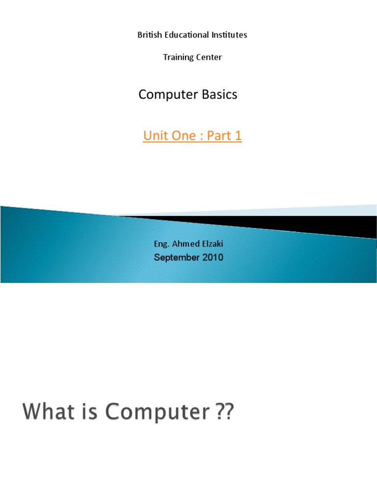 Computer Basics: Unit One: Part 1 | PDF
